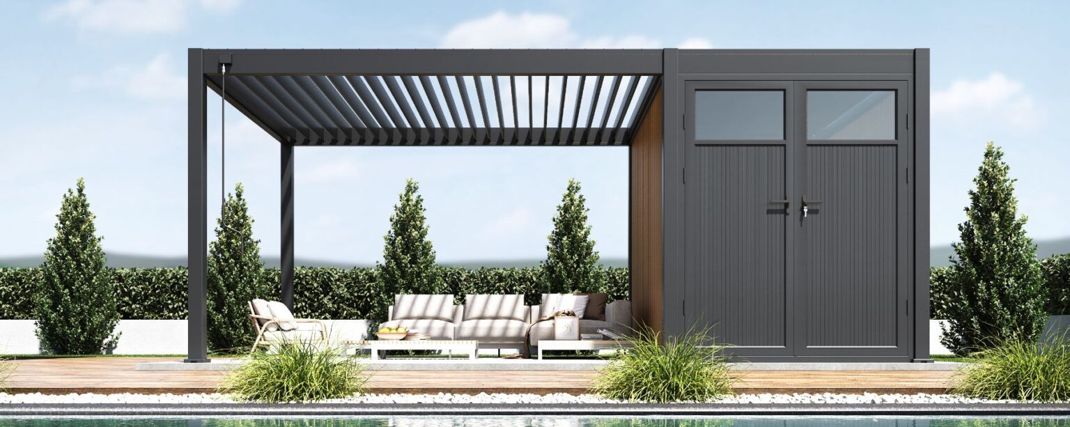 Combo Louvered Pergola with Storage | Outdoor Creation (OCC)